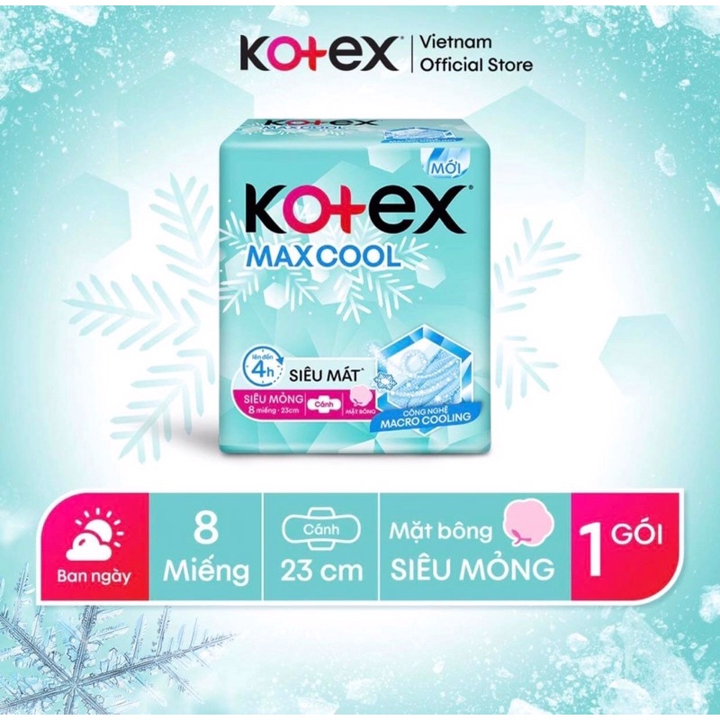 Băng vệ sinh KOTEX Max Cool Siêu Mỏng Cánh 8miếng/gói | Shopee Việt Nam