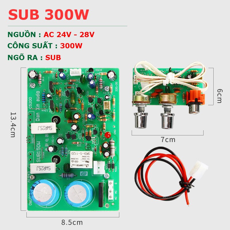 Mạch khuyếch đại công suất SUB 300W - Dùng 4 sò đại Toshiba C5200 và A1943 - Nguồn 24V - 28V ...