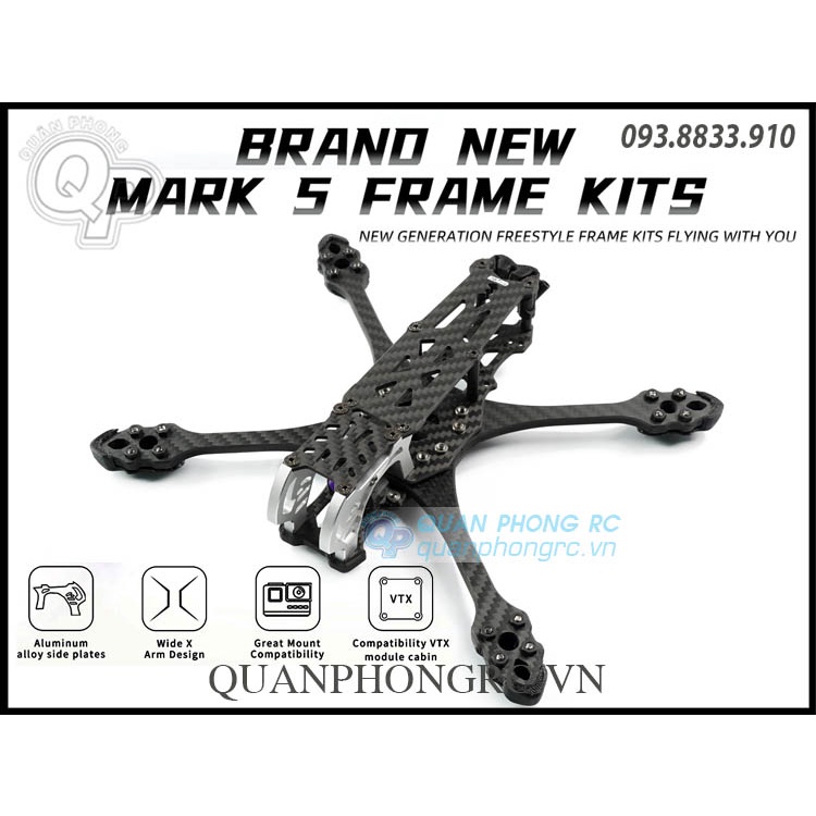 Mark 5 3K Carbon 5 Inch FPV X Frame Kit | Shopee Việt Nam