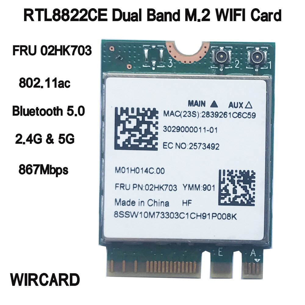 Card REALTEK WiFi Bluetooth RTL 8822 8821 CE BE. Thẻ mạng không dây Wireless M2 cho máy tính ...