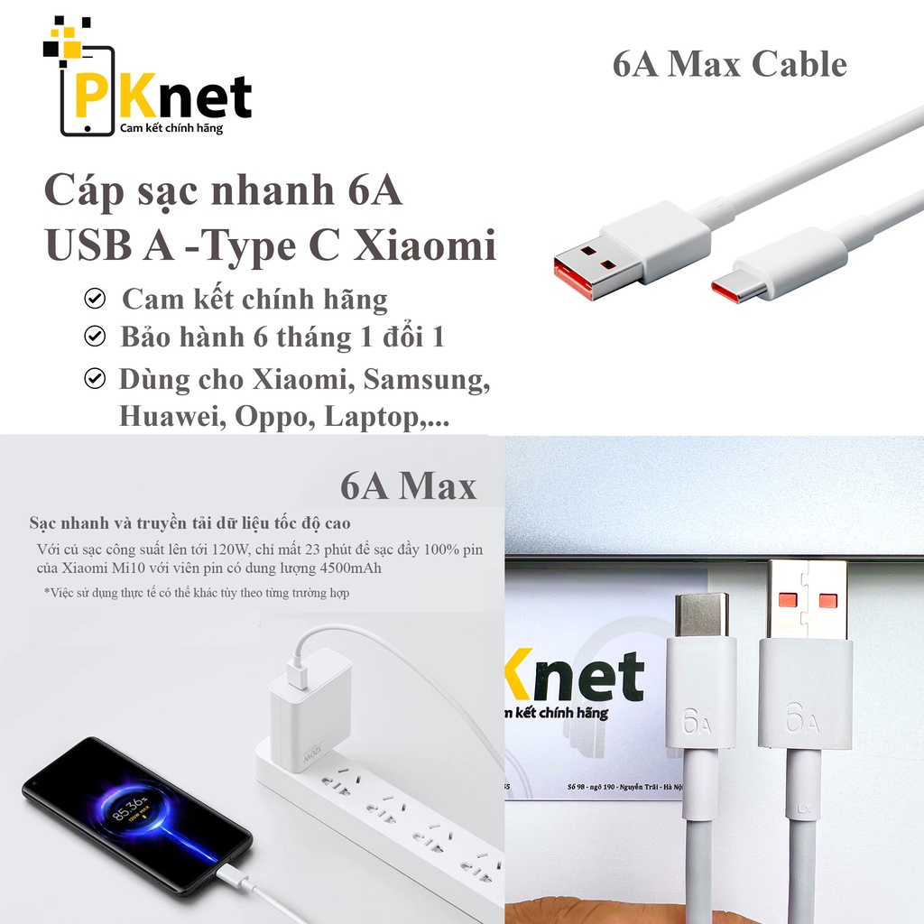 Cáp sạc nhanh 6A Type C cho Xiaomi, Huawai, Samsung, Oppo | Shopee Việt Nam
