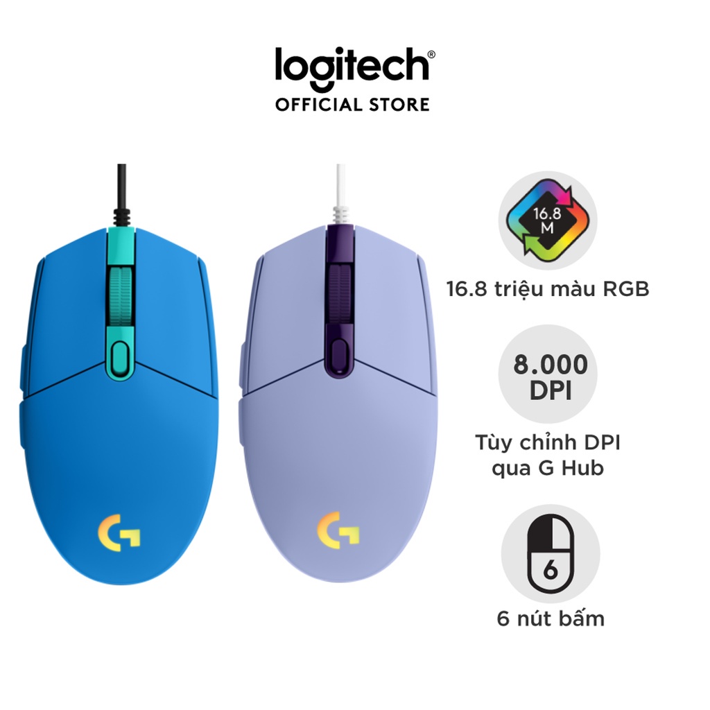 Chuột Gaming có dây Logitech G203, màu tím Lilac (910-005853) | Shopee ...