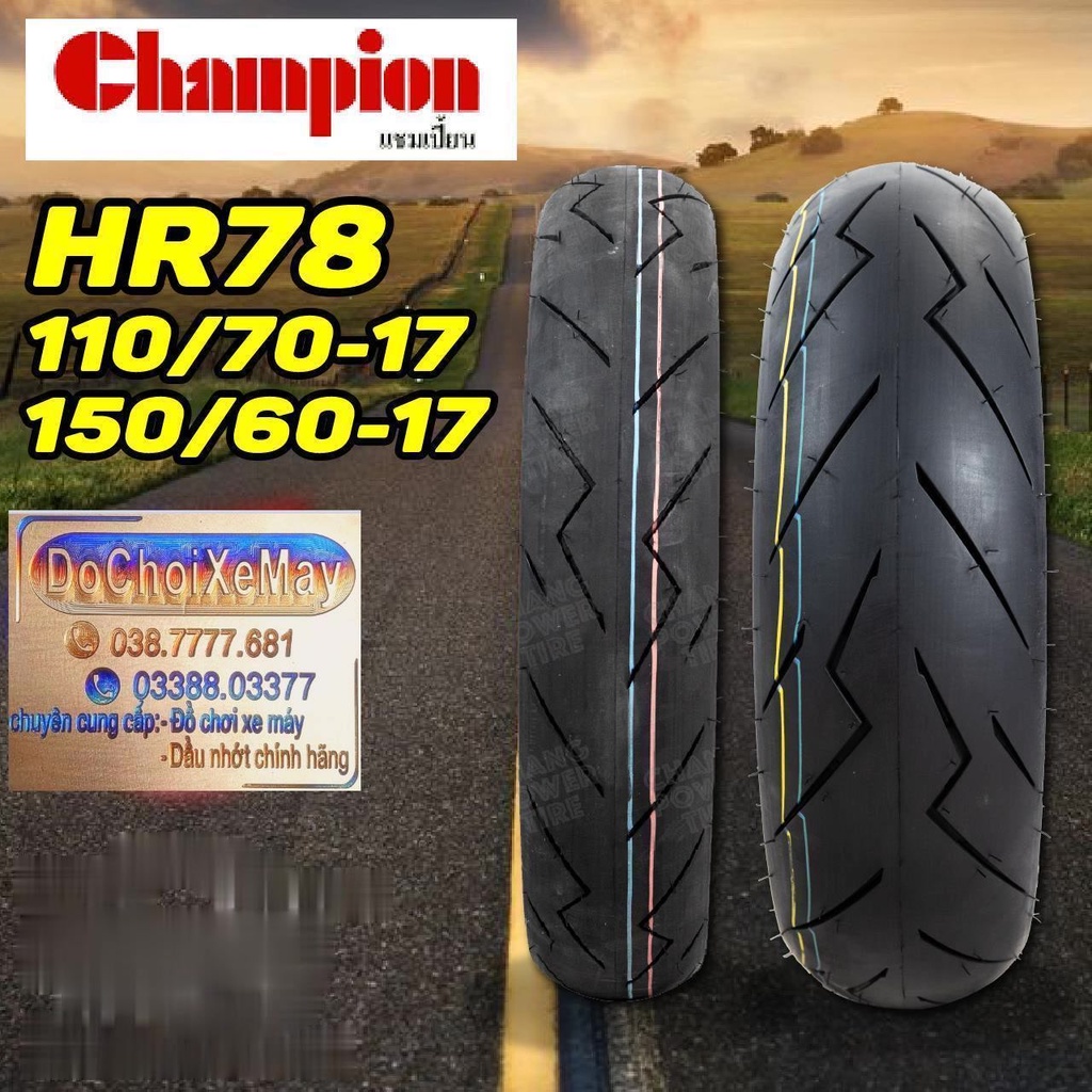 Vỏ lốp Champion 110/70-17 và 150/60-17 gai Rosso Sport hàng Thailand ...
