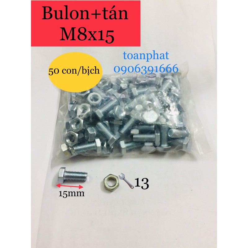 50 bộ bulon + tán M8| size M8x15 mm | Shopee Việt Nam