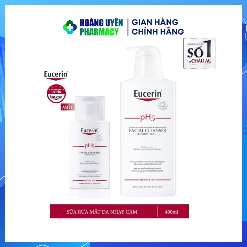 Sữa rửa mặt dịu nhẹ cho da nhạy cảm Eucerin pH5 Facial Cleanser 400ml ...