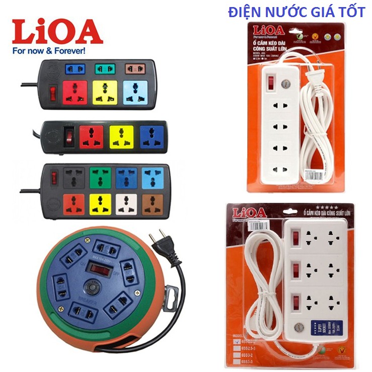 Ổ cắm điện LiOA đa năng - 4 lỗ, 6 lỗ, 8 lỗ, 10 lỗ dây dài 3m/5m - Chính ...