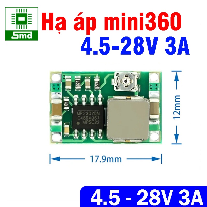 Mạch Hạ áp mini 360 3A điện Áp 4,5 - 28V DC-DC module Buck điện áp điều ...