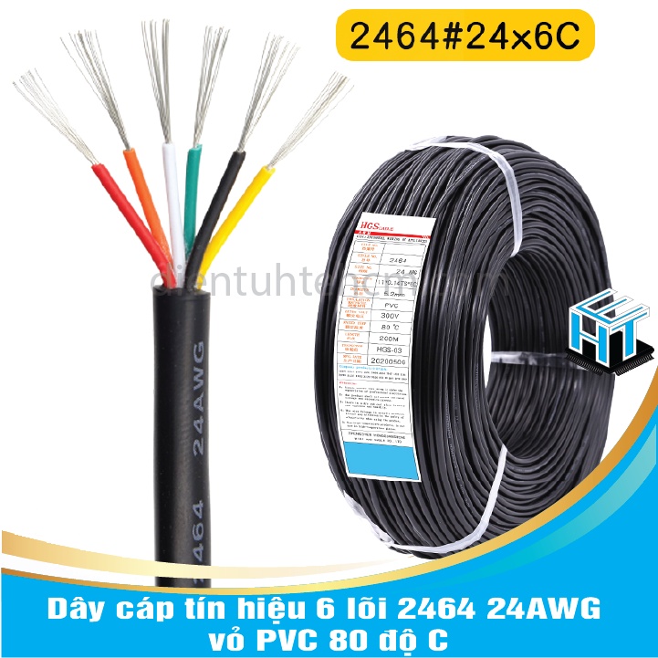 Dây cáp tín hiệu 6 lõi 2464 24AWG 0.2mm2 vỏ PVC 80 độ C | Shopee Việt Nam