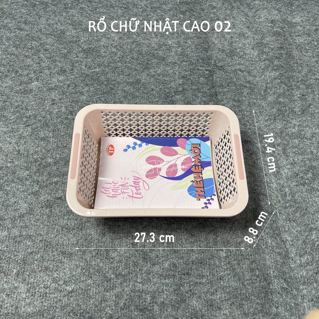 Rổ nhựa chữ nhật cao cấp màu pastel Hàn Quốc, nhựa nguyên sinh kháng ...