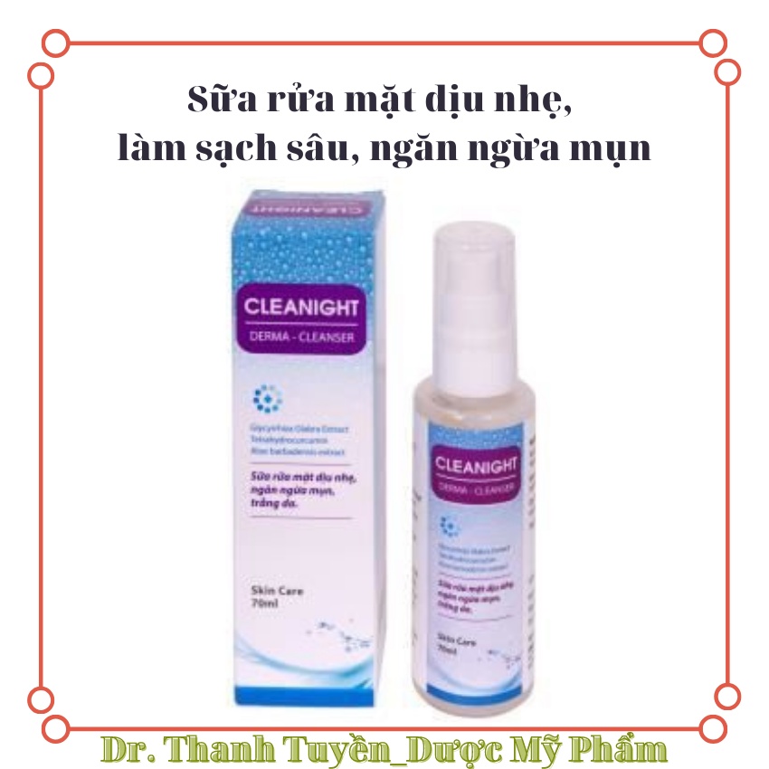 Sữa rửa mặt dịu nhẹ, giúp sạch sâu, ngăn ngừa mụn CLEANIGHT DERMA ...