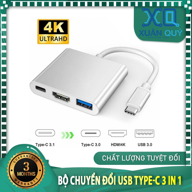 Hub Type C 3in1 - Cổng chuyển đổi HUB USB Type-C to HDMI, USB 3.0, PD ...