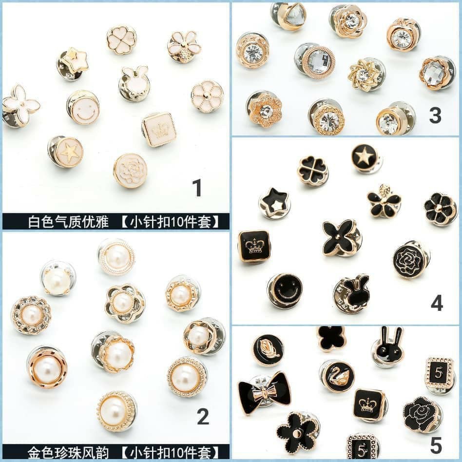 Set 10 khuy cài áo kim loại nhiều họa tiết cực xinh - khuy áo đẹp ...