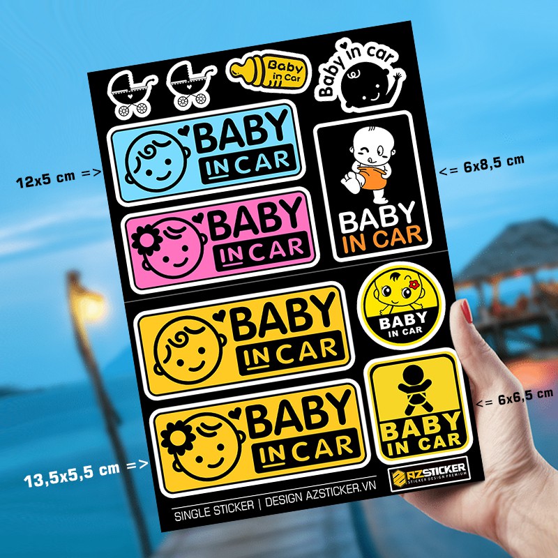 Sticker Dán Xe Baby In Car Trang Trí Xe Máy Xe Điện | Tem Decal PVC ...