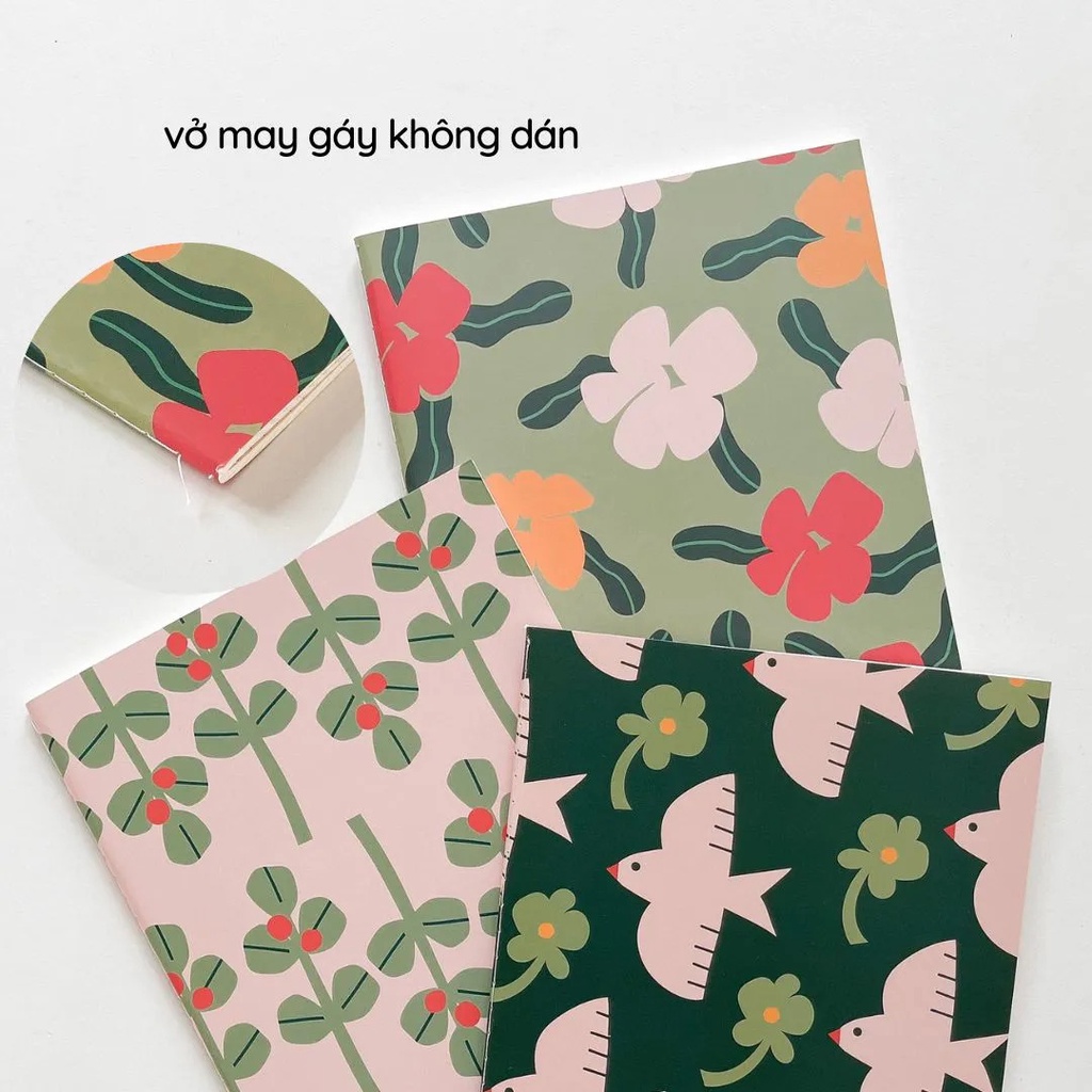 Vở may gáy 100gsm CRABIT Green Bird kẻ ngang dot grid B5 80 trang ...