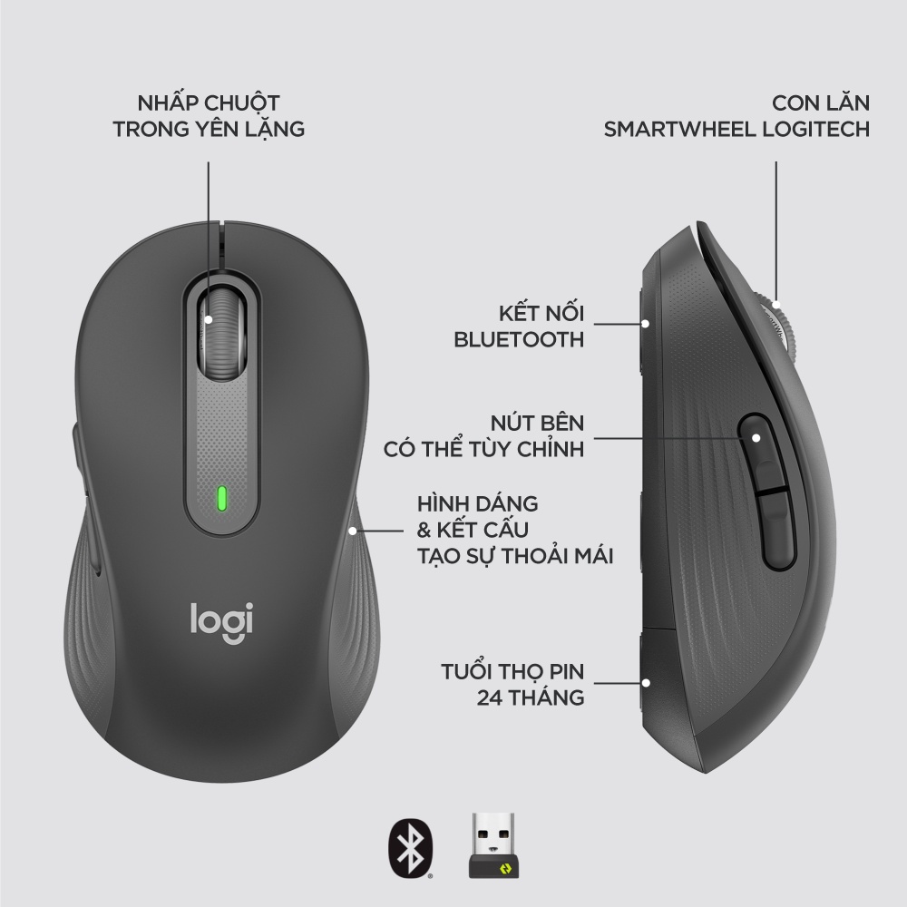 CHUỘT VI TÍNH (MOUSE) LOGITECH M650/ M650L ĐEN WIRELESS/BLUETOOTH ...