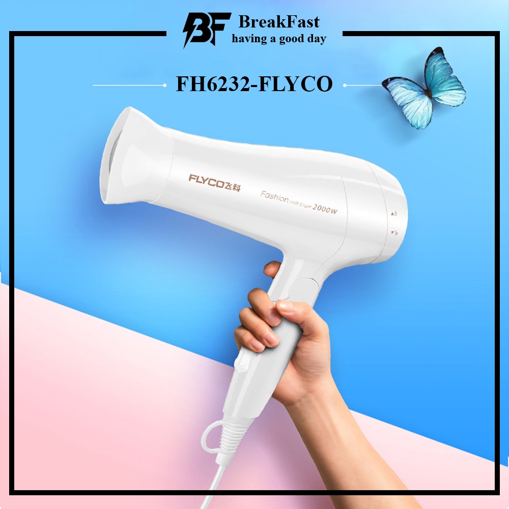 Máy sấy tóc Flyco FH6232, 2 Chiều Nóng Lạnh, Công suất 2000W lớn dùng cho salon tóc, Hộ gia đình ...