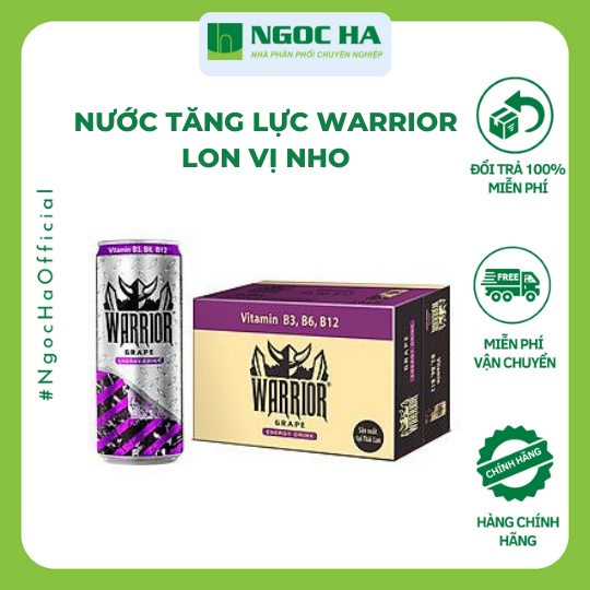 (Thùng ) Nước tăng lực Warrior vị nho lon 325ml | Shopee Việt Nam