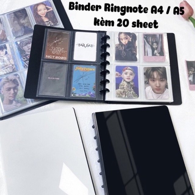 Binder Ringnote A4 A5 Kèm 20 Sheet đựng ảnh Card Album đựng ảnh