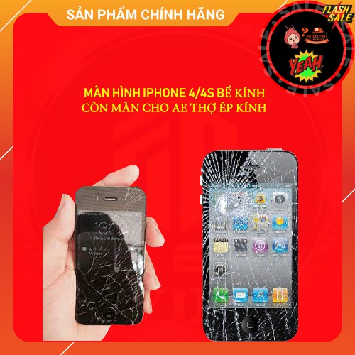 MÀN HÌNH IP 4S VỠ KÍNH CHO THỢ ÉP KÍNH THANH LÝ MÀU ĐEN CÒN MÀN ( RẺ VÔ ...