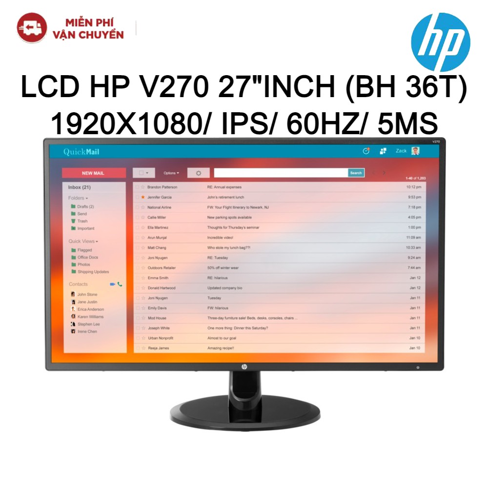 Màn hình LCD HP V270 27"Inch 1920x1080/IPS/60Hz/5ms - Hàng chính hãng new 100% | Shopee Việt Nam