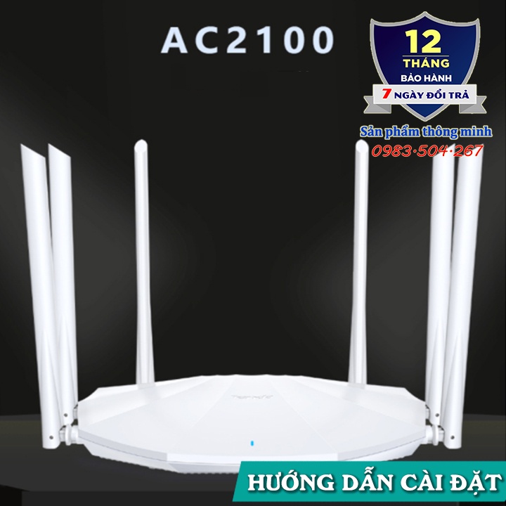 Bộ phát Wifi Router Tenda AC20/AC21 băng tần kép - Chuẩn AC2100 - 6 anten 6dbi - 128 thiết bị ...
