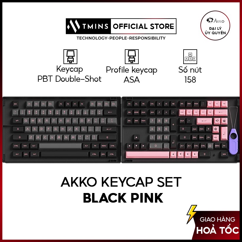 Set keycap AKKO Black Pink (PBT Double-Shot/ASA profile/158 nút ...