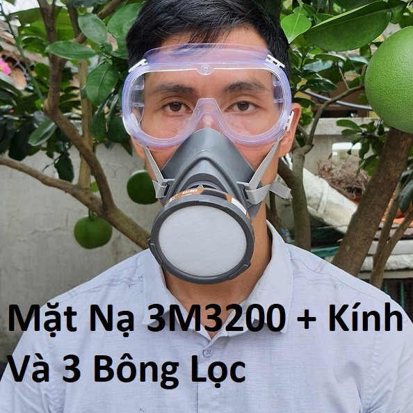 Khẩu Trang Phòng Độc 3M 3200 Kèm Kính Chống Độc, Ngăn Bụi Mịn Xi Măng, Phun Thuốc | Shopee Việt Nam