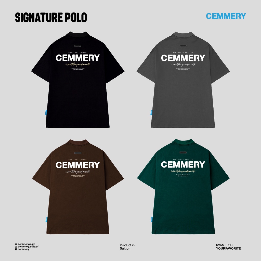 Áo Polo Local Brand CEMMERY Signature, polo unisex vải CVC 250gsm chống ...