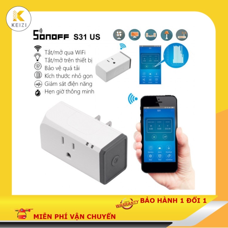 (Wifi Sonoff S31 US 15A) Ổ Cắm Thông Minh Wifi Sonoff EWelink S31 US ...