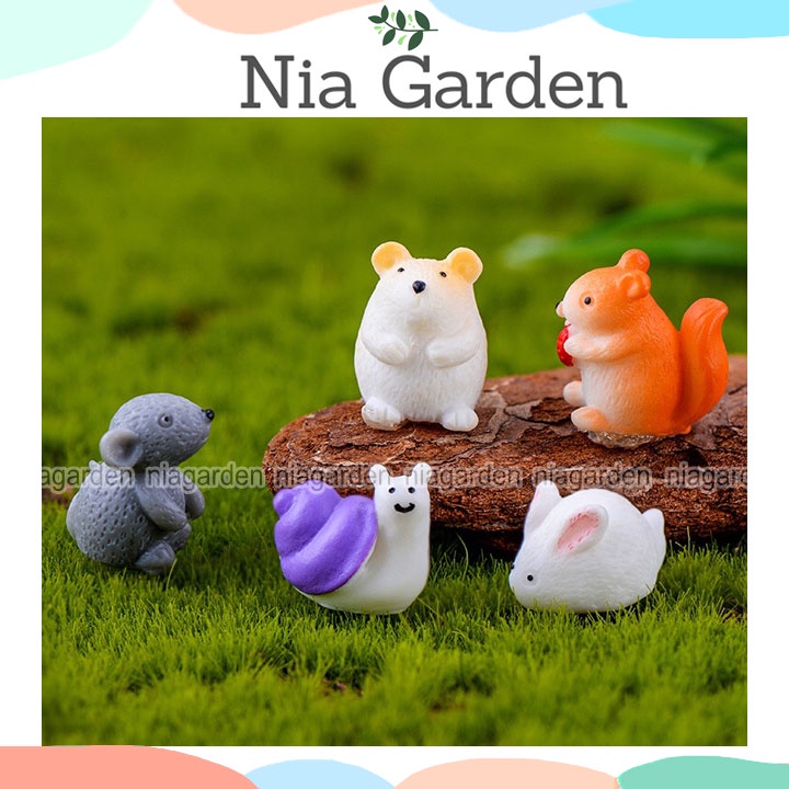 Tiểu cảnh trang trí bể cá sen đá chậu cây vườn terarium mô hình thỏ sóc ...