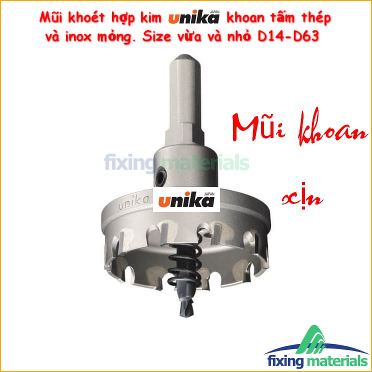 Mũi hợp kim UNIKA khoét lỗ thép tấm và inox mỏng T.C.T Hole Saw METACORE, Mã MCS (Size nhỏ 14 ...