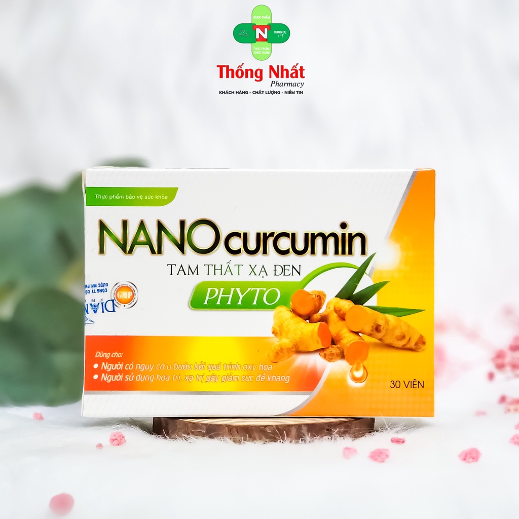 Viên uống tinh bột nghệ Nano Curcumin Tam Thất Xạ Đen Phyto ngừa loét dạ dày, tá tràng hộp 30 ...