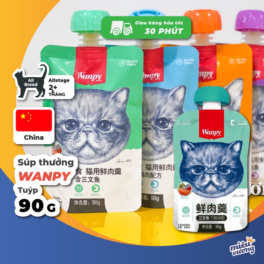 Súp thưởng Wanpy nắp vặn cho mèo [Tuýp 90g] | Shopee Việt Nam