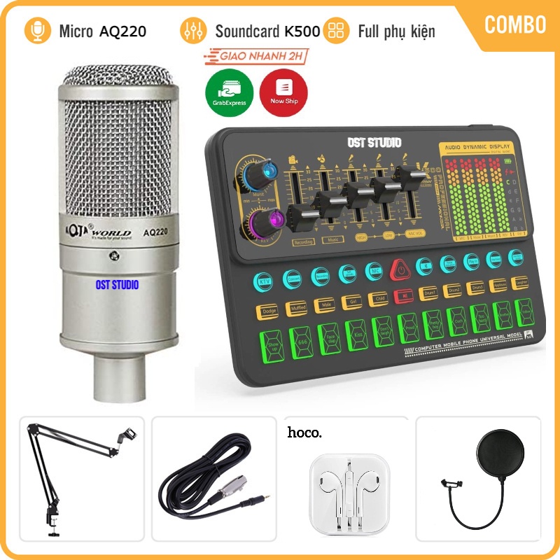 Trọn Bộ Sound Card K500 Mic AQTA AQ220 Chất Âm Cực Hay , Hỗ Trợ Hiệu ...