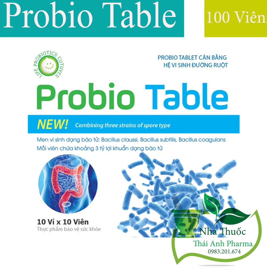 MEN VI SINH Probio Table Hộp 100 Viên - Bổ Sung Lợi Khuẩn,Hỗ Trợ cải ...