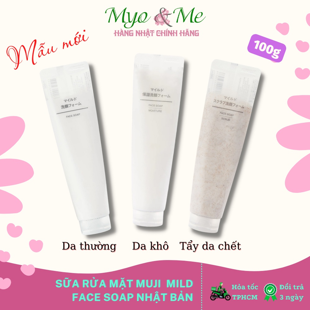 Sữa rửa mặt Muji Mild Face Soap/ Moisture/ Scrub Nhật Bản rửa mặt dịu ...