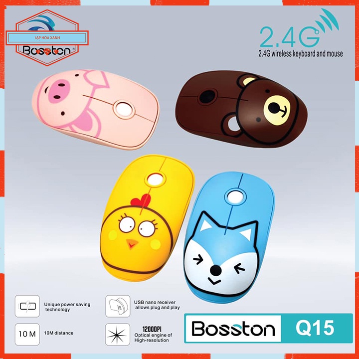 Chuột Không Dây Máy Vi Tính Wireless BOSSTON Q15 Silent Mouse LapTop PC ...