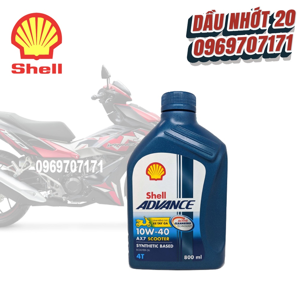 Nhớt xe tay ga cao cấp Shell ADVANCE AX7 SCOOTER 10W40 800ml 1L ...