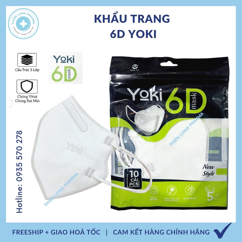 [ Thùng 500 Cái ] Khẩu Trang 6D Yoki 5 Lớp Dày Chống Bụi Mịn 2.5PM Hàng Công Ty | Shopee Việt Nam