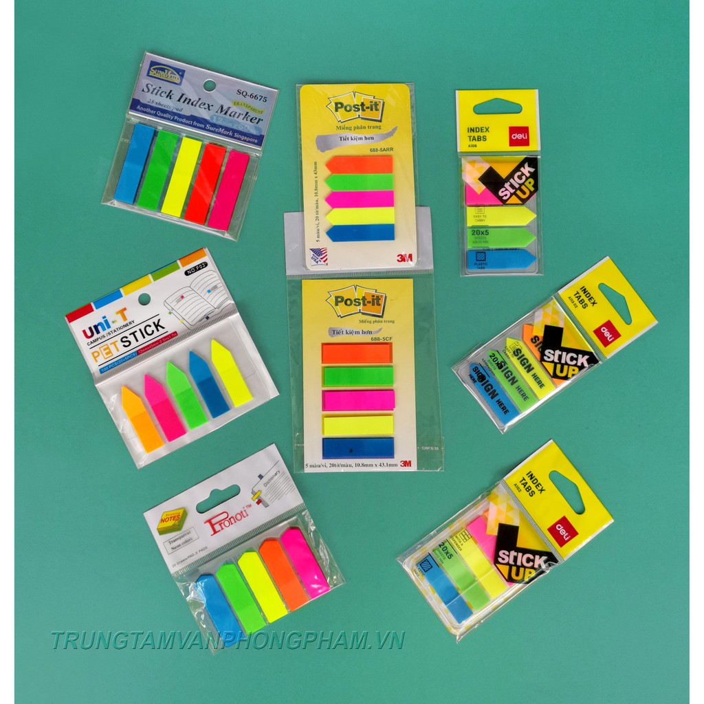 Note nhựa 5 màu mũi tên Pronoti 45502, suremark SQ6675, Deli A104 A105 ...