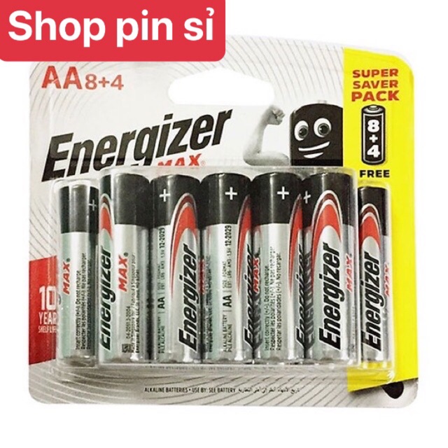 Pin Max 8+4 viên Energizer ( tiểu AA và đũa AAA) | Shopee Việt Nam