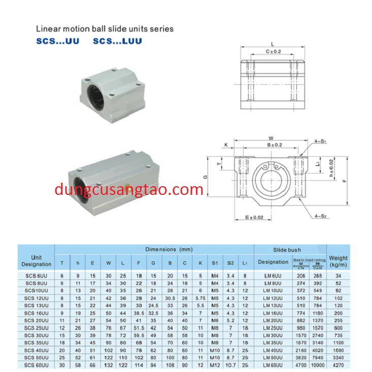 Bi trượt CNC SCS16-SCS20 | Shopee Việt Nam
