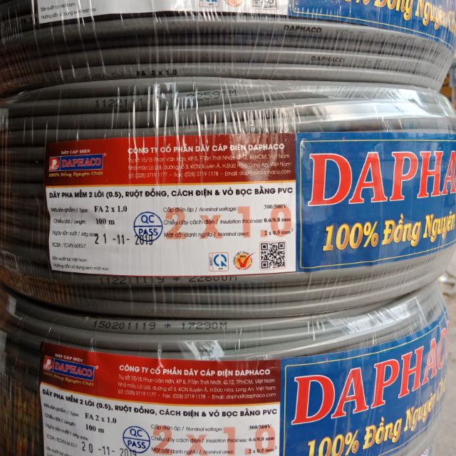 Dây điện đôi 2x1.0 Daphaco - 100m dây pha tròn xám 2 lớp vỏ bọc PVC | Shopee Việt Nam