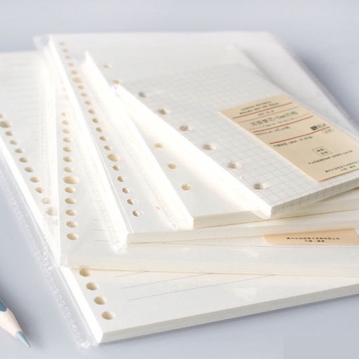 Ruột sổ còng 6 20 22 30 lỗ giấy Refill A4 B5 A5 A6 A7 làm sổ planner bullet journal 60 trang-120 ...