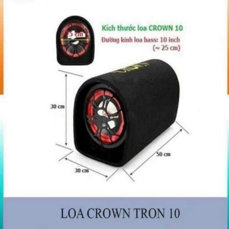 Loa bluetooth SUB CROWN 10 tròn, Crown 10 vuông dùng nguồn 220V / 12V ...