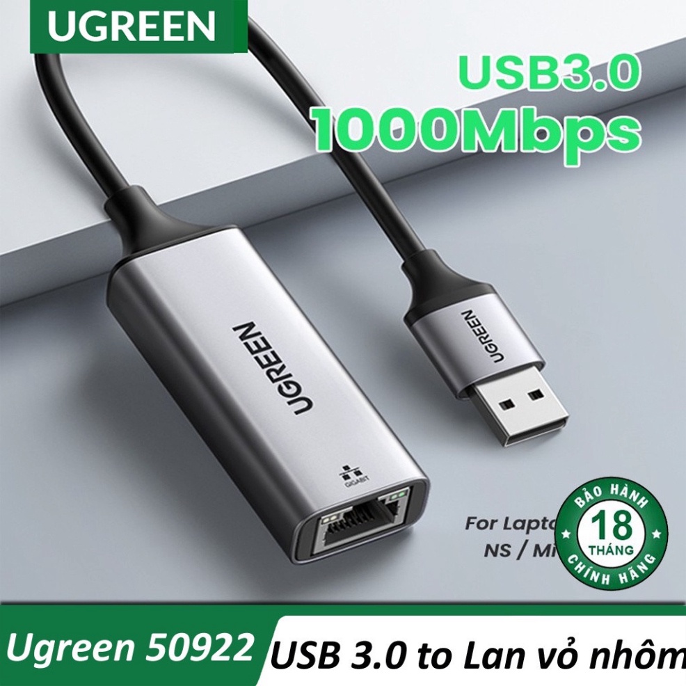 USB 3.0 to Lan Cao Cấp Ugreen 50922 hỗ trợ 10/100/1000 Mbps Chính hảng ...