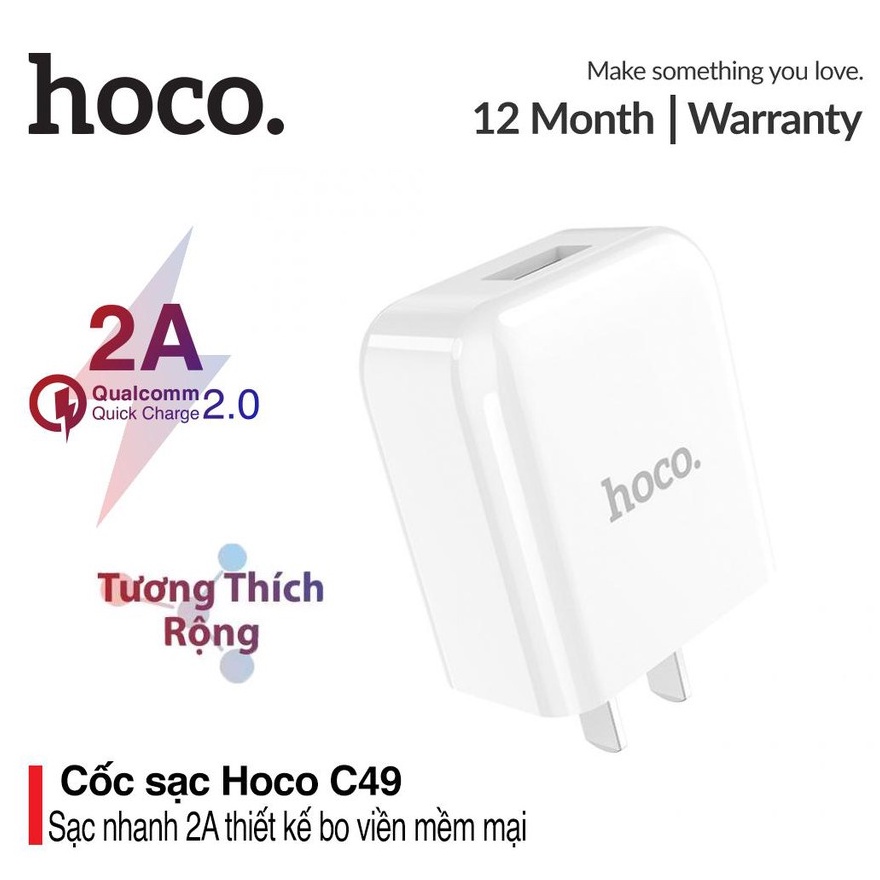 [Xả LỖ] Củ sạc Hoco C49 - củ sạc nhanh 2A chính hãng- đạt chuẩn CCC- bảo hành 6 tháng | Shopee ...