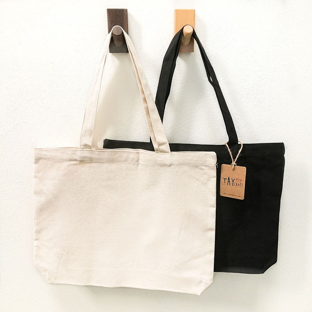 Túi tote vải bố (canvas) trơn dáng ngang 40x30x8cm | Shopee Việt Nam