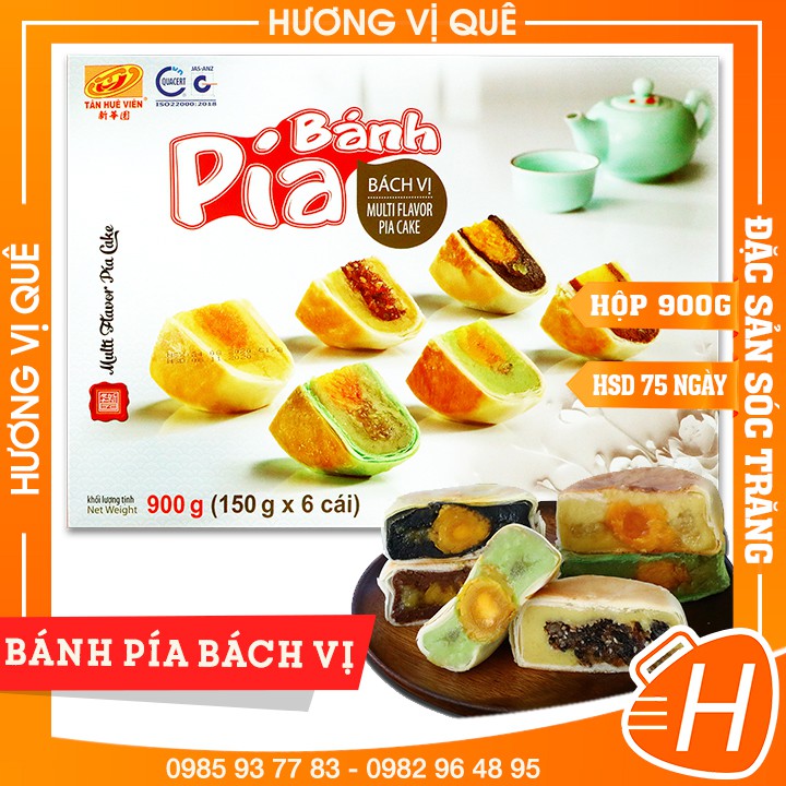 Bánh Pía Bách Vị Tân Huê Viên - Hộp 900g(6 Bánh 6 Vị Riêng Biệt) - Đặc ...