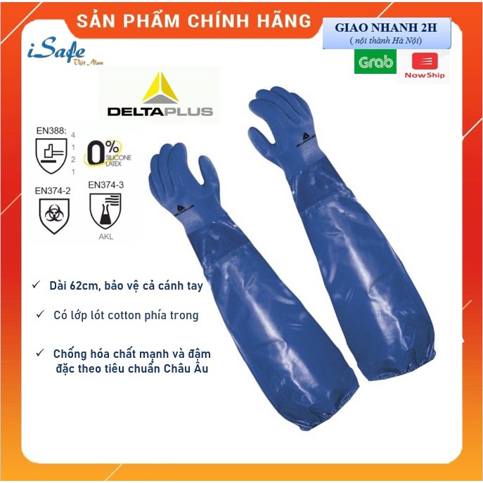 Găng tay cao su dài 62 cm, găng tay chống hóa chất và axit mạnh Delta ...
